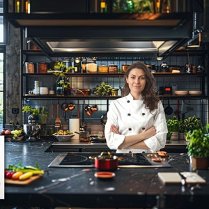 Modern Kitchen Digital Backdrops, Restaurant Kitchen Digital Background ...