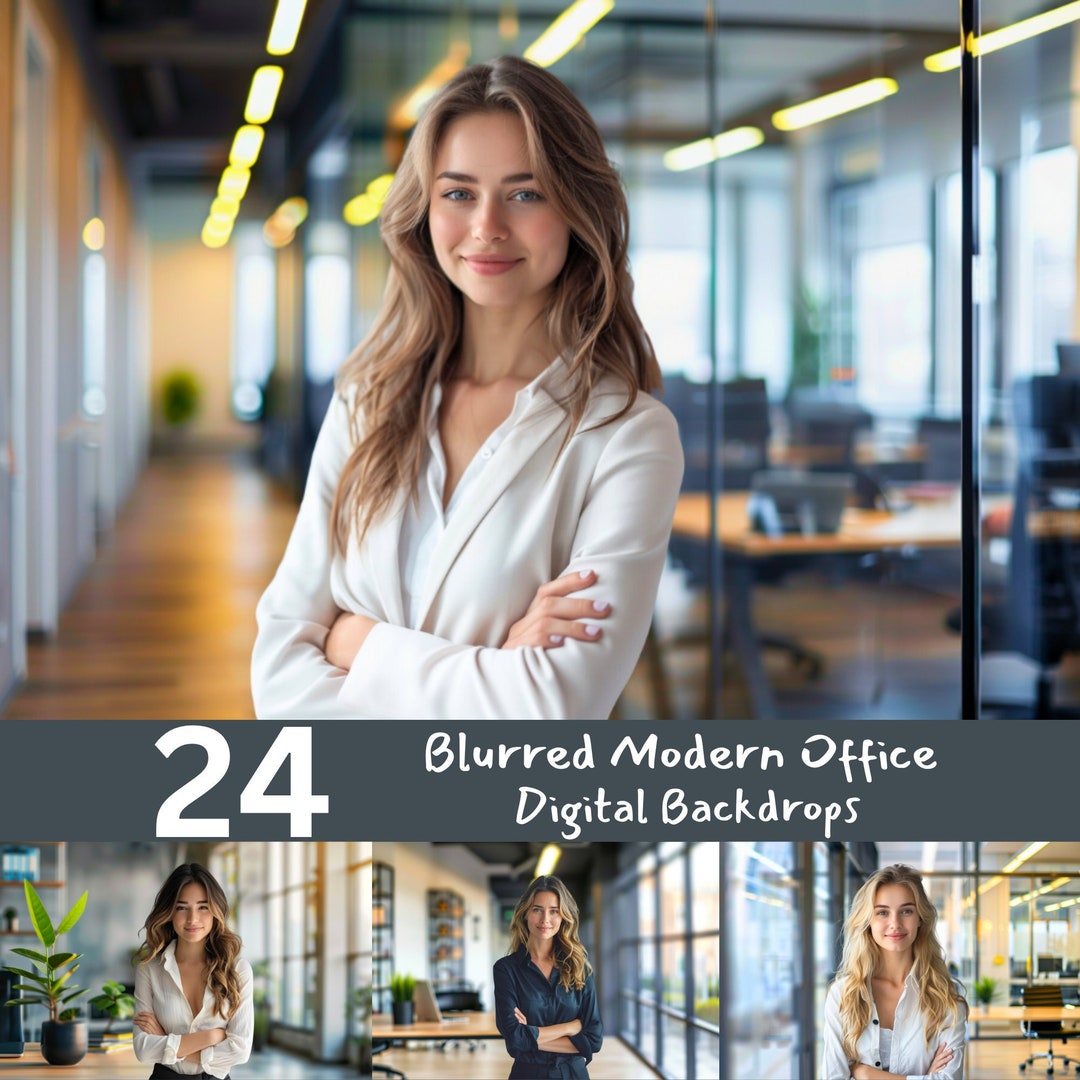 Blurred Modern Office Digital Backdrops for Professional Photography ...