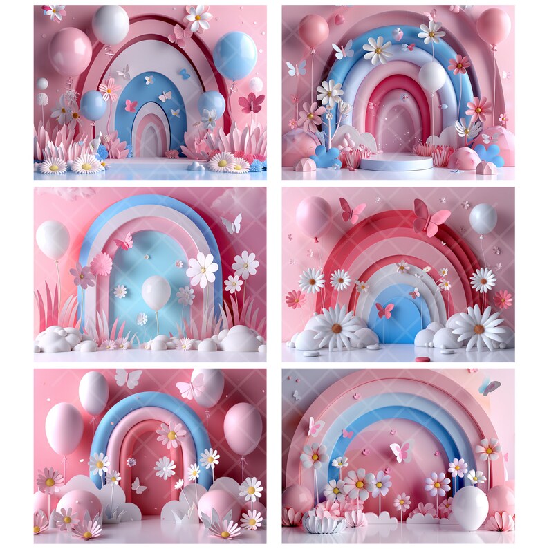 Daisy Flower Balloon Digital Backdrops, Child Photography Studio ...