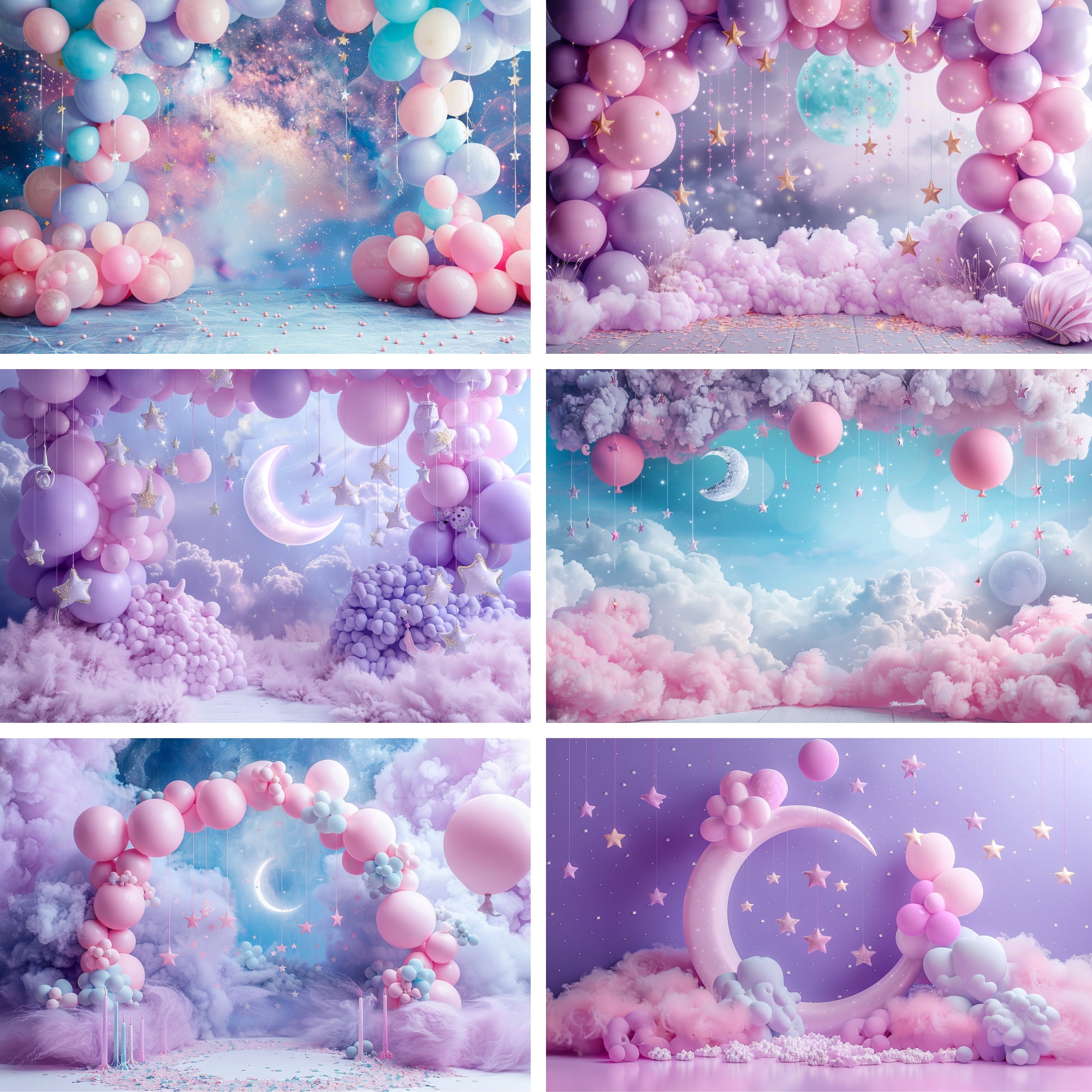 Lilac Moon Balloon Arch Digital Backdrops: Fantasy Cake Smash (PNG) - Etsy