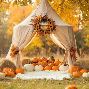 Autumn Teepee Digital Backdrop for Kids Photography, Ai-generated ...