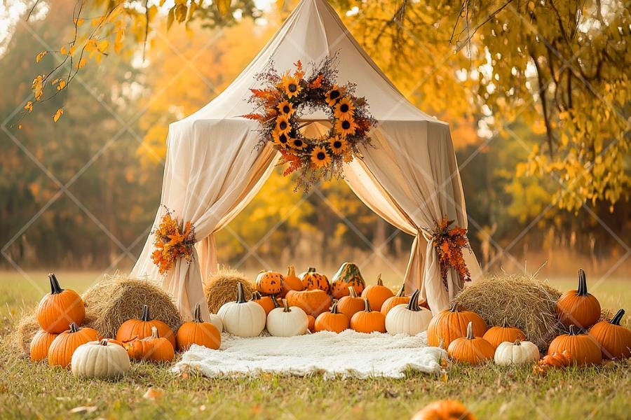 Autumn Teepee Digital Backdrop for Kids Photography, Ai-generated ...