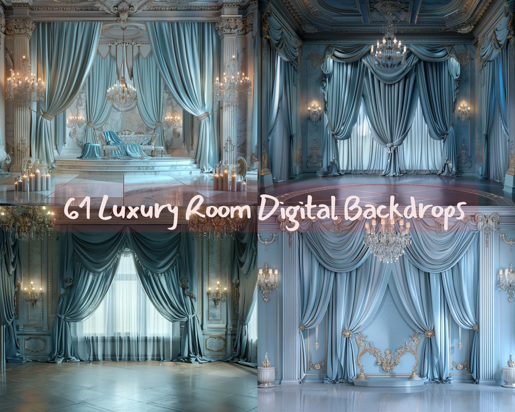 Luxury Room Digital Backdrops: Wedding Portrait Overlays (61 JPG Files ...