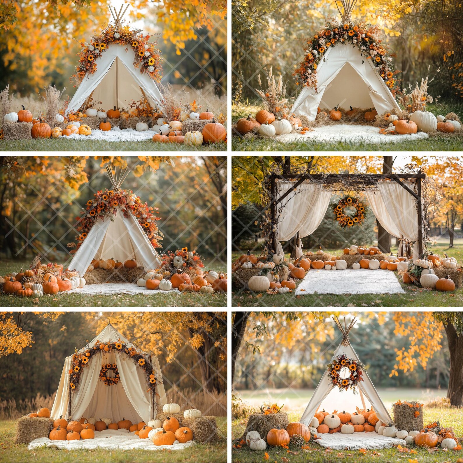 Autumn Teepee Digital Backdrop for Kids Photography, Ai-generated ...