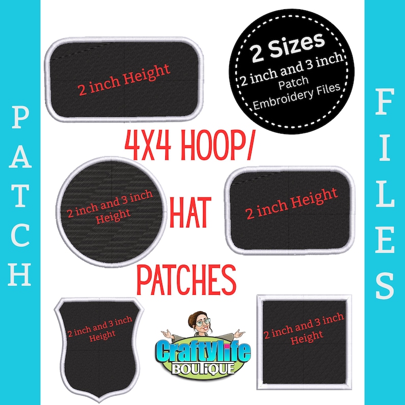 Embroidery Patch Design: 5 Satin Border Shapes (digital Download) - Etsy