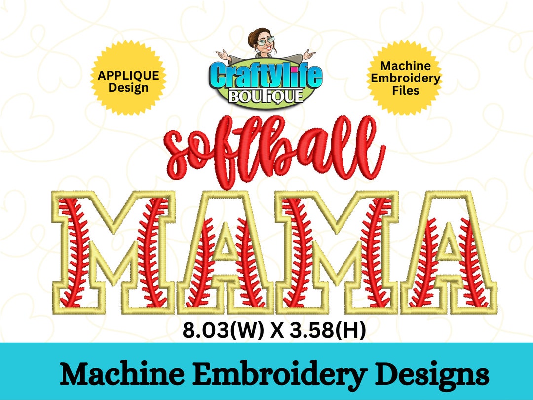 Softball Mama Embroidery Applique Design File - Etsy