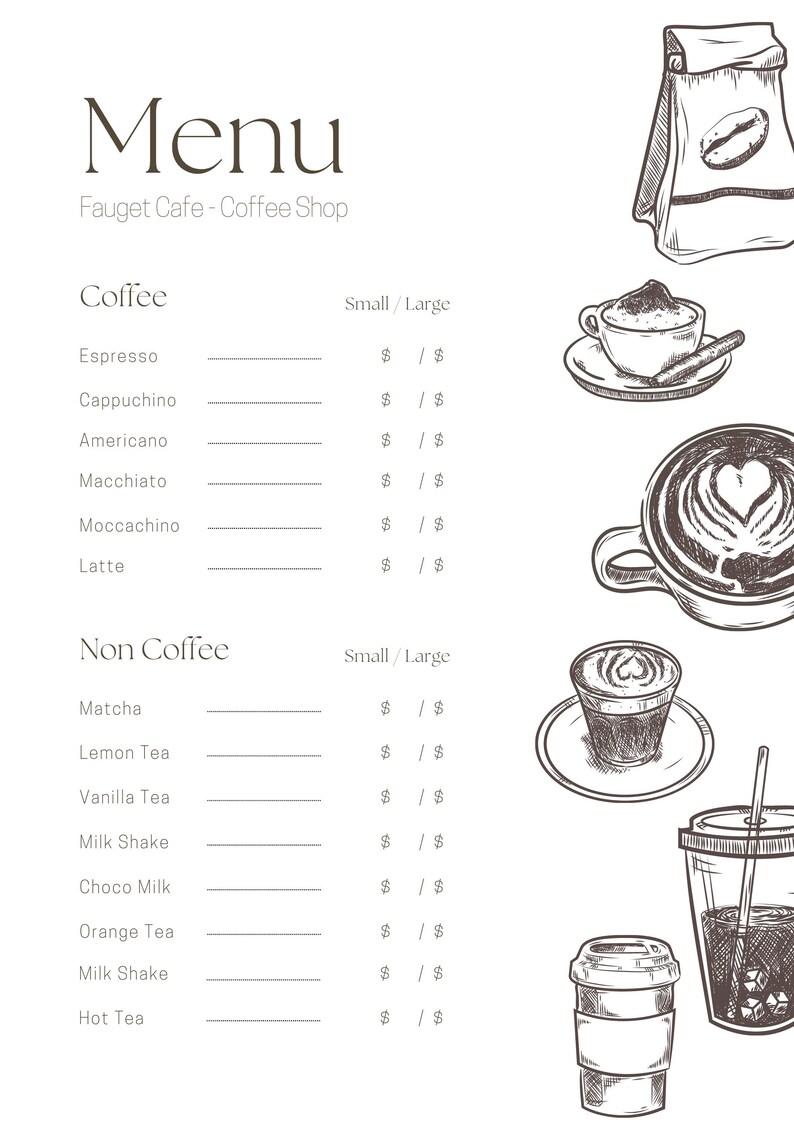 MODERN COFFEE MENU - Etsy