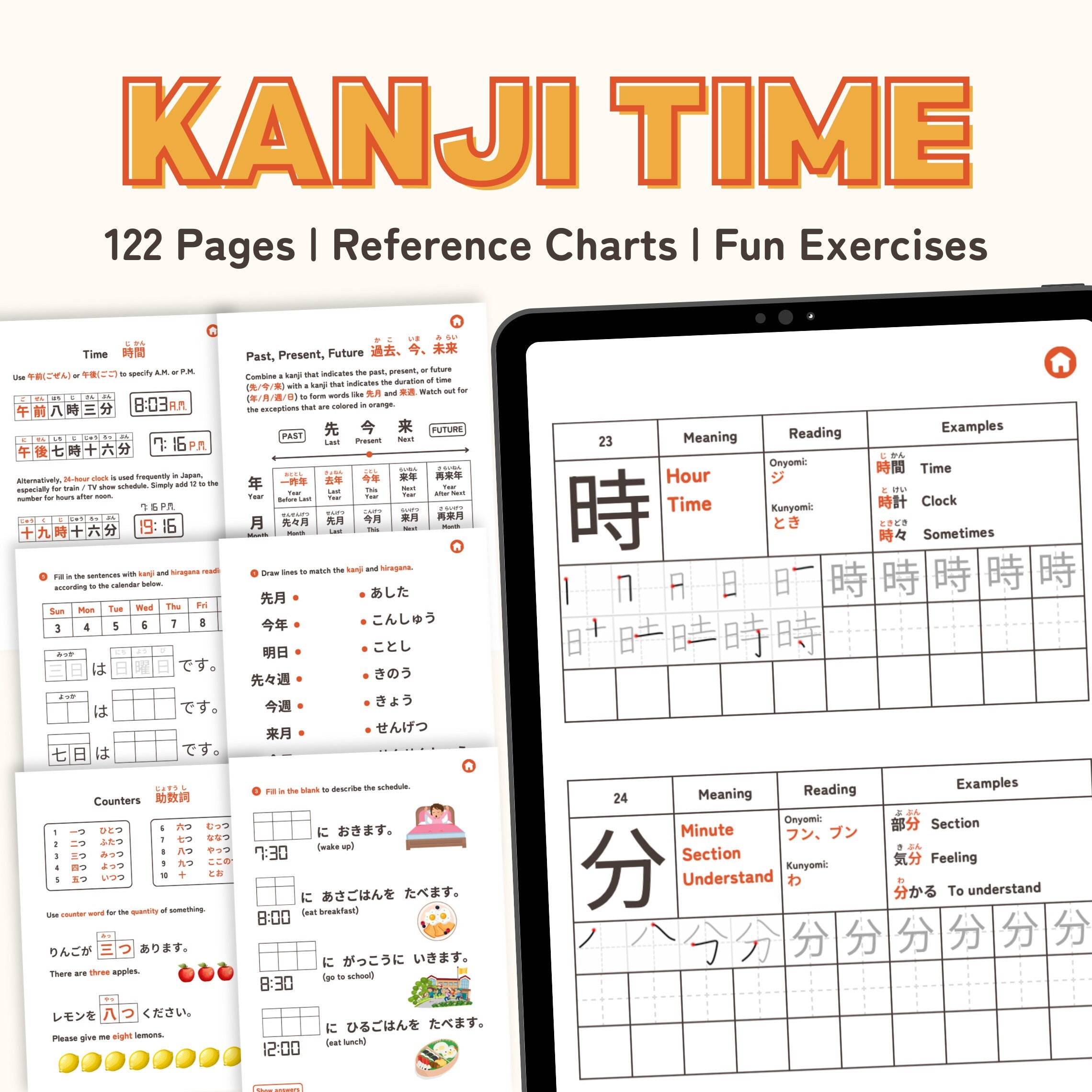 Kanji Time: Writing Practice, Reference Charts, Fun Exercises - Etsy