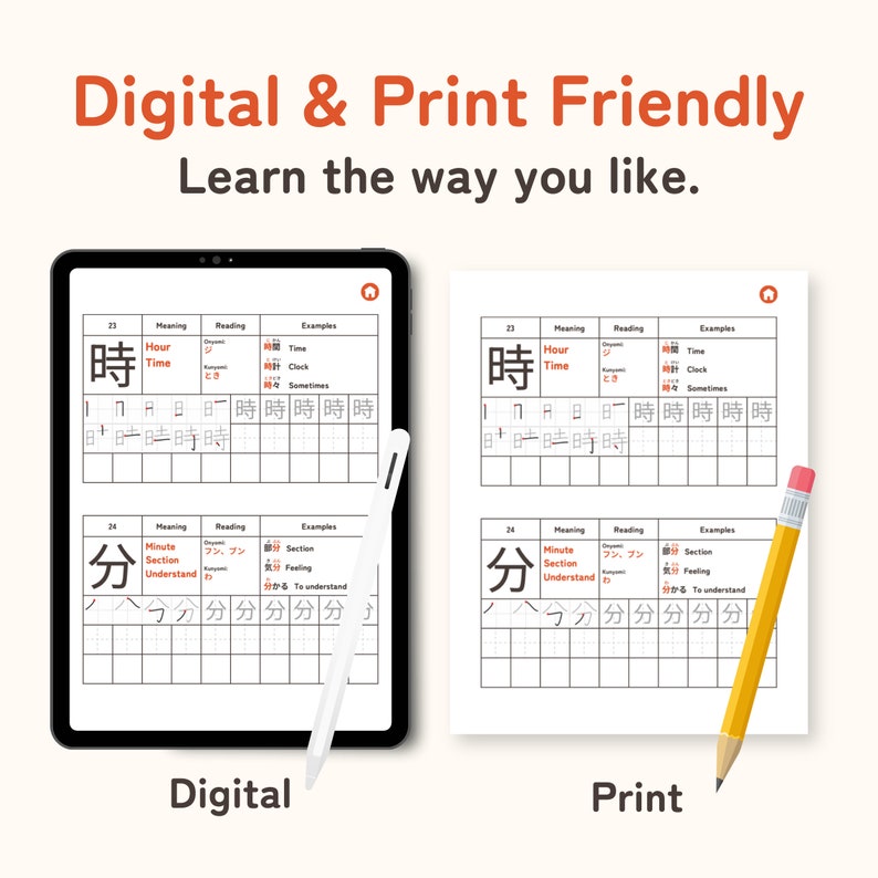 Kanji Time: Writing Practice, Reference Charts, Fun Exercises - Etsy