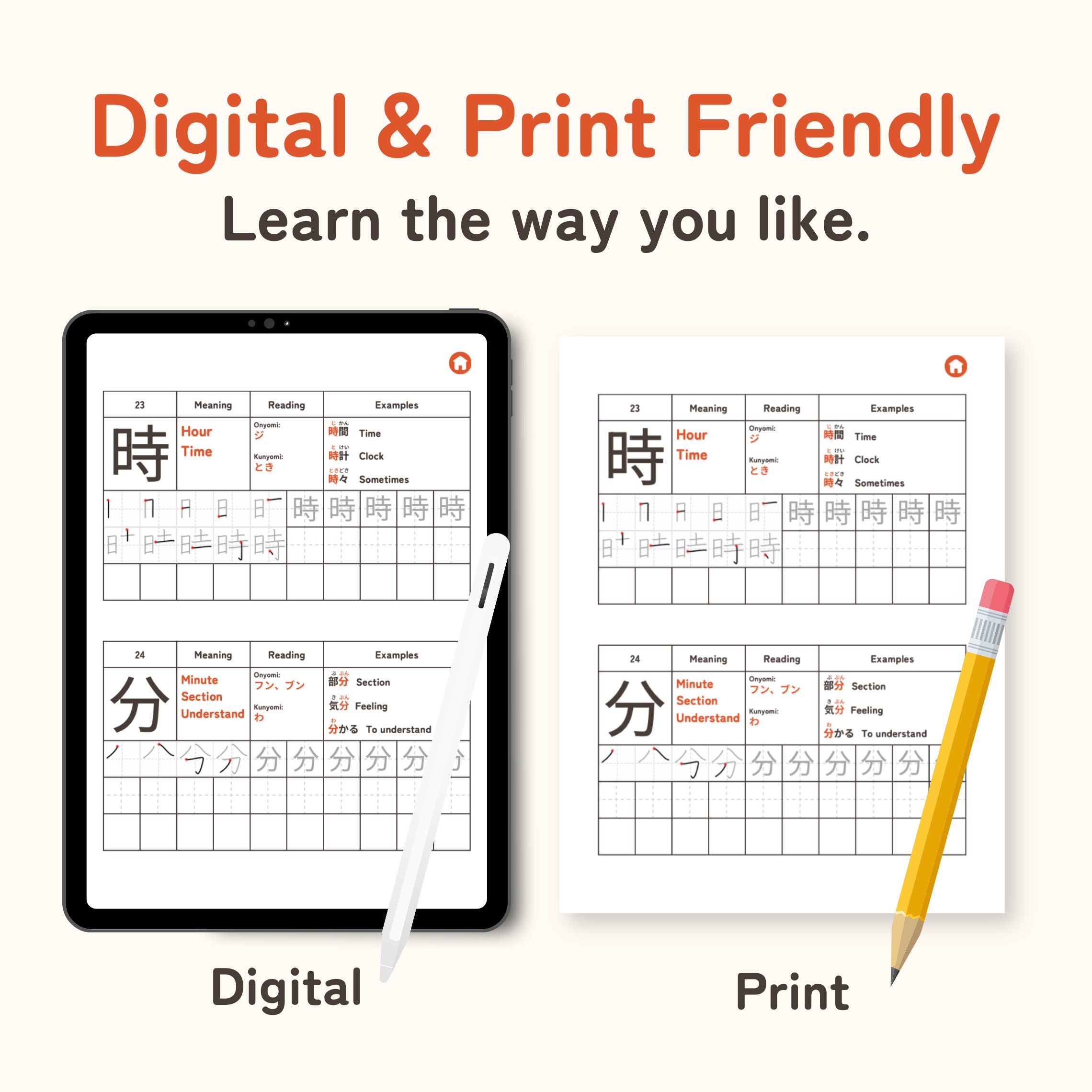 Kanji Time: Writing Practice, Reference Charts, Fun Exercises - Etsy
