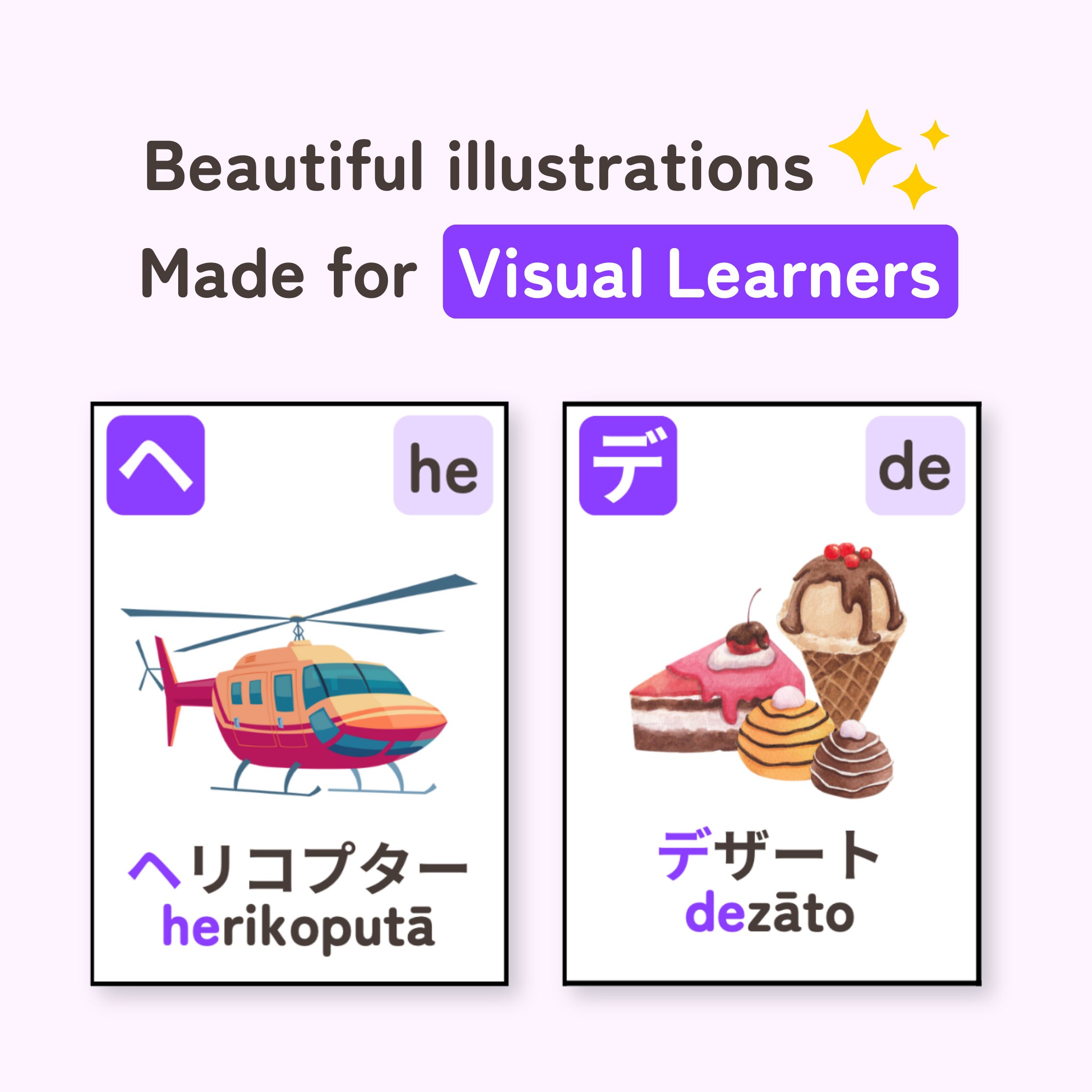 Katakana Flash Cards for Visual Learners - Instant Digital Download - Etsy