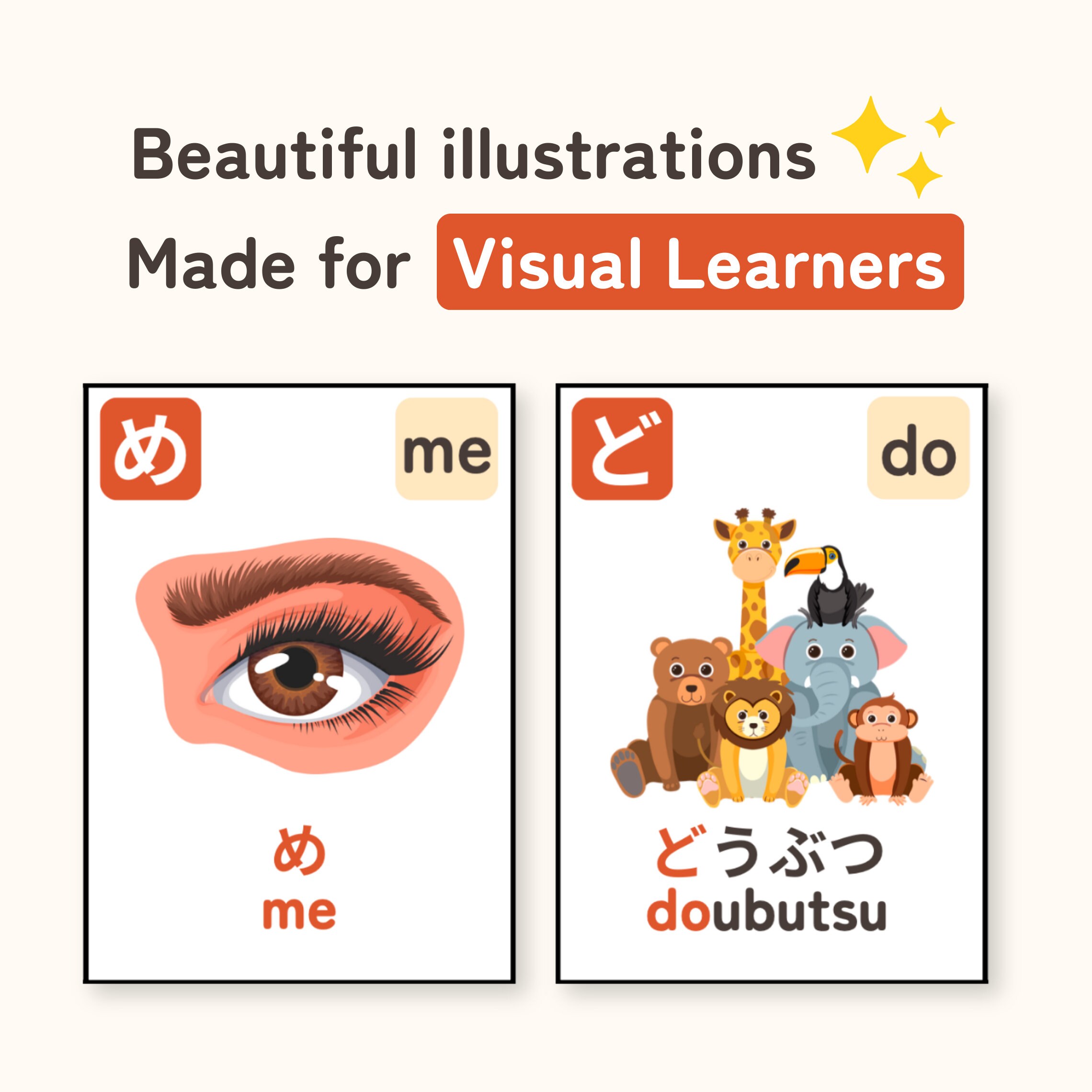 Hiragana Flash Cards for Visual Learners Instant Digital Download - Etsy UK