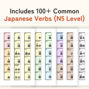 N5 Verb Conjugation Flash Cards & Grammar Charts | Instant Digital ...