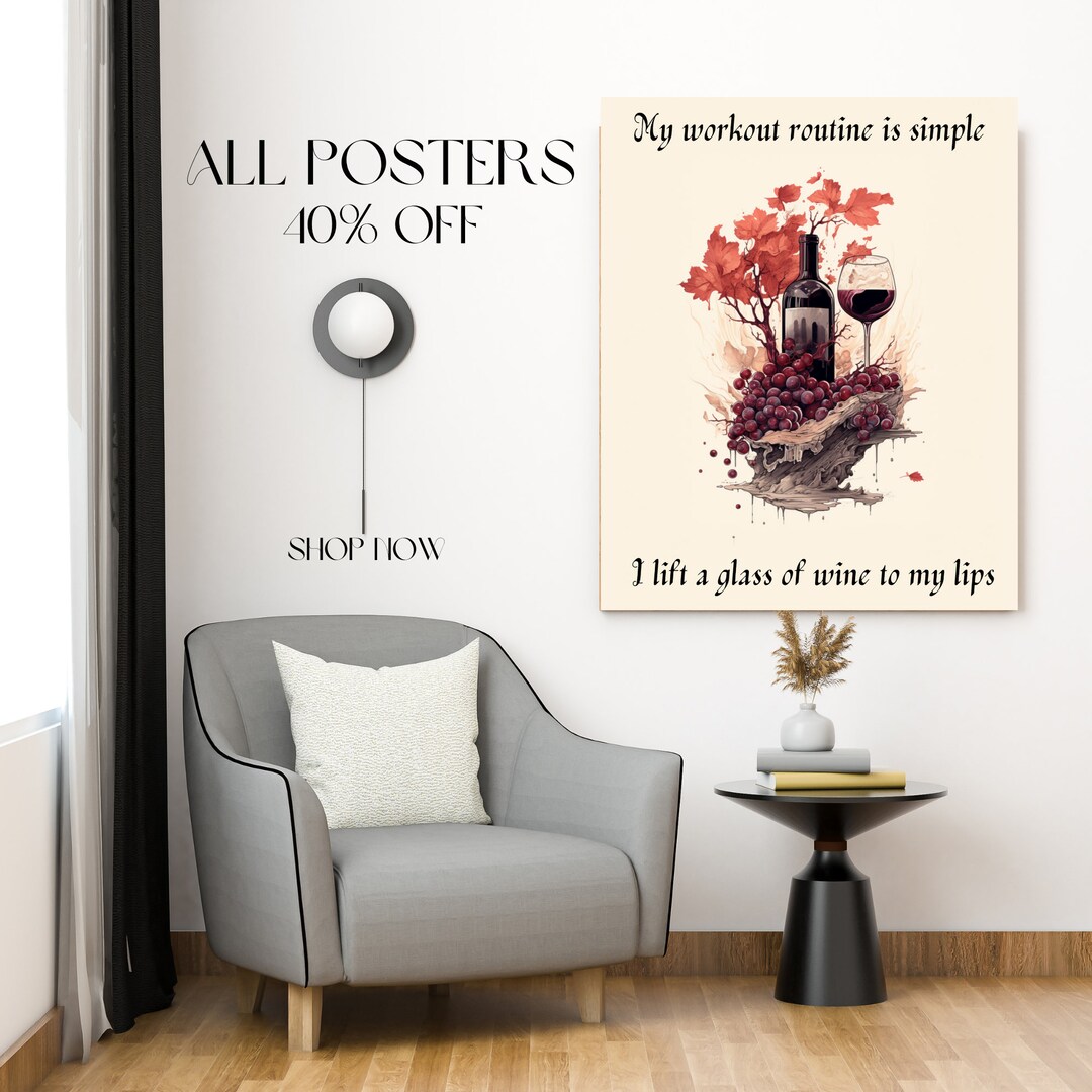 Red Wine "wine Workout Routine" Print | Wine Lover G Ift | Gifted Wine ...