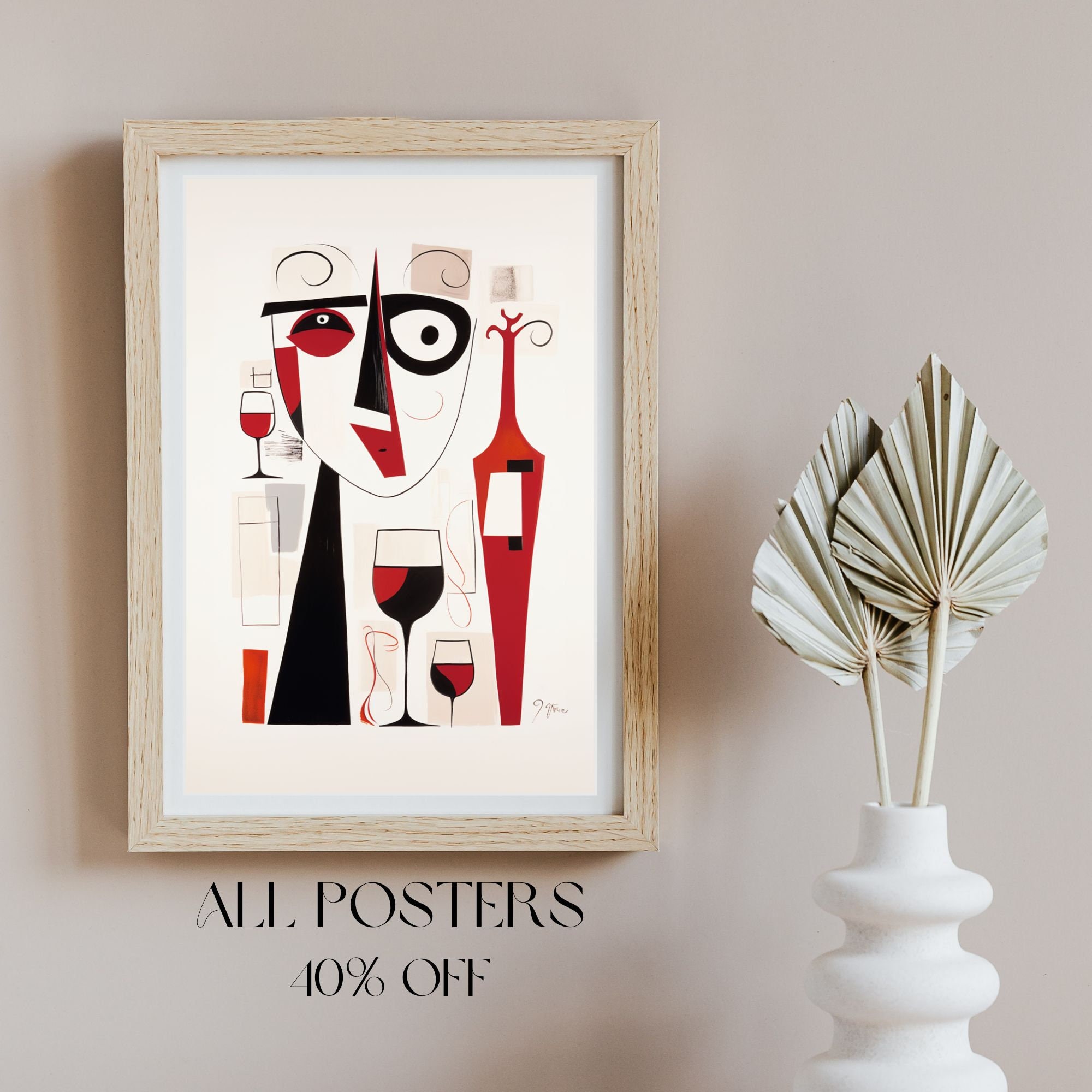 Picasso Abstract Red Wine Print | Wine Lover G Ift | Gifted Wine ...