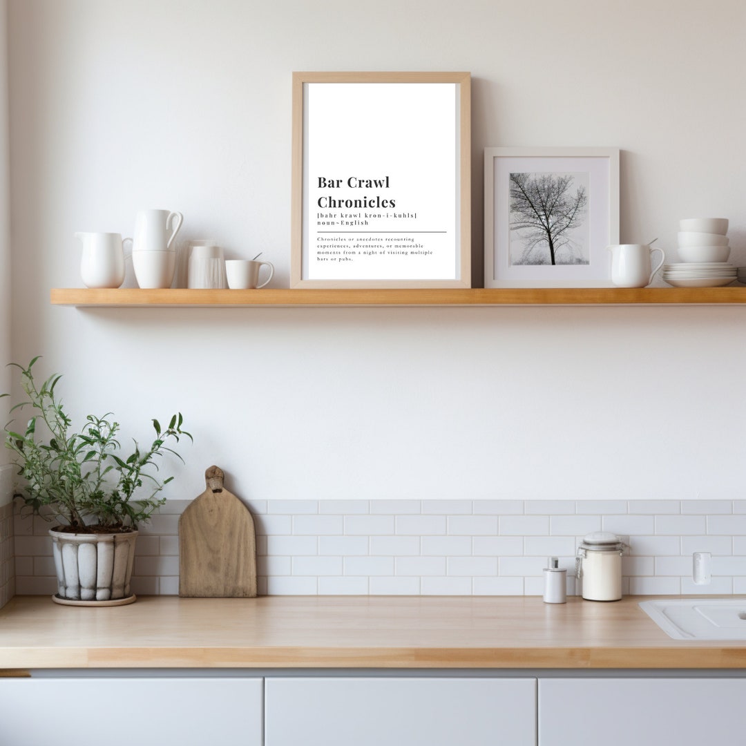 Bar Crawl Chronicles Definition Theme Decor for Kitchen Bar Wall Art ...