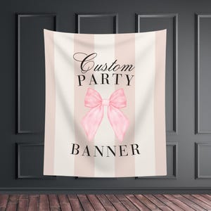 Pink Bow Party Banner, Girly Girl Coquette Decorations for Bachelorette ...