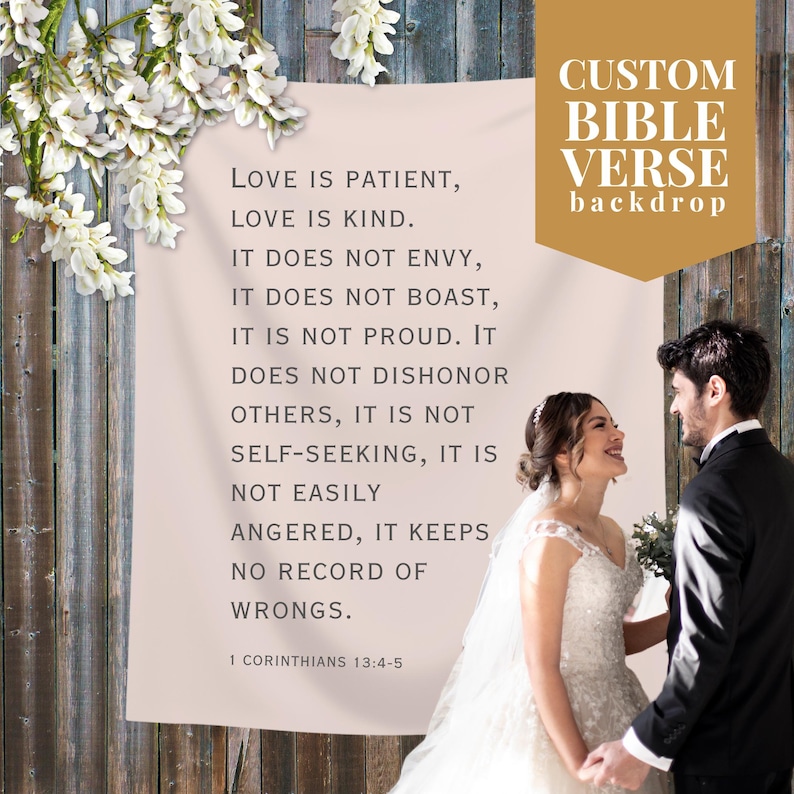 Custom Bible Verse Wedding Backdrop: Fabric Ceremony Banner - Etsy