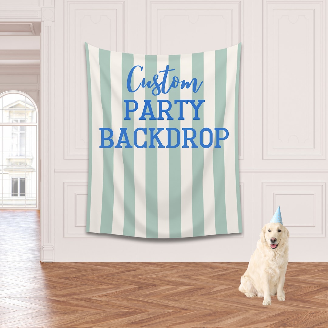 Custom Birthday Backdrop, Personalized Name Party Banner, Striped Photo ...