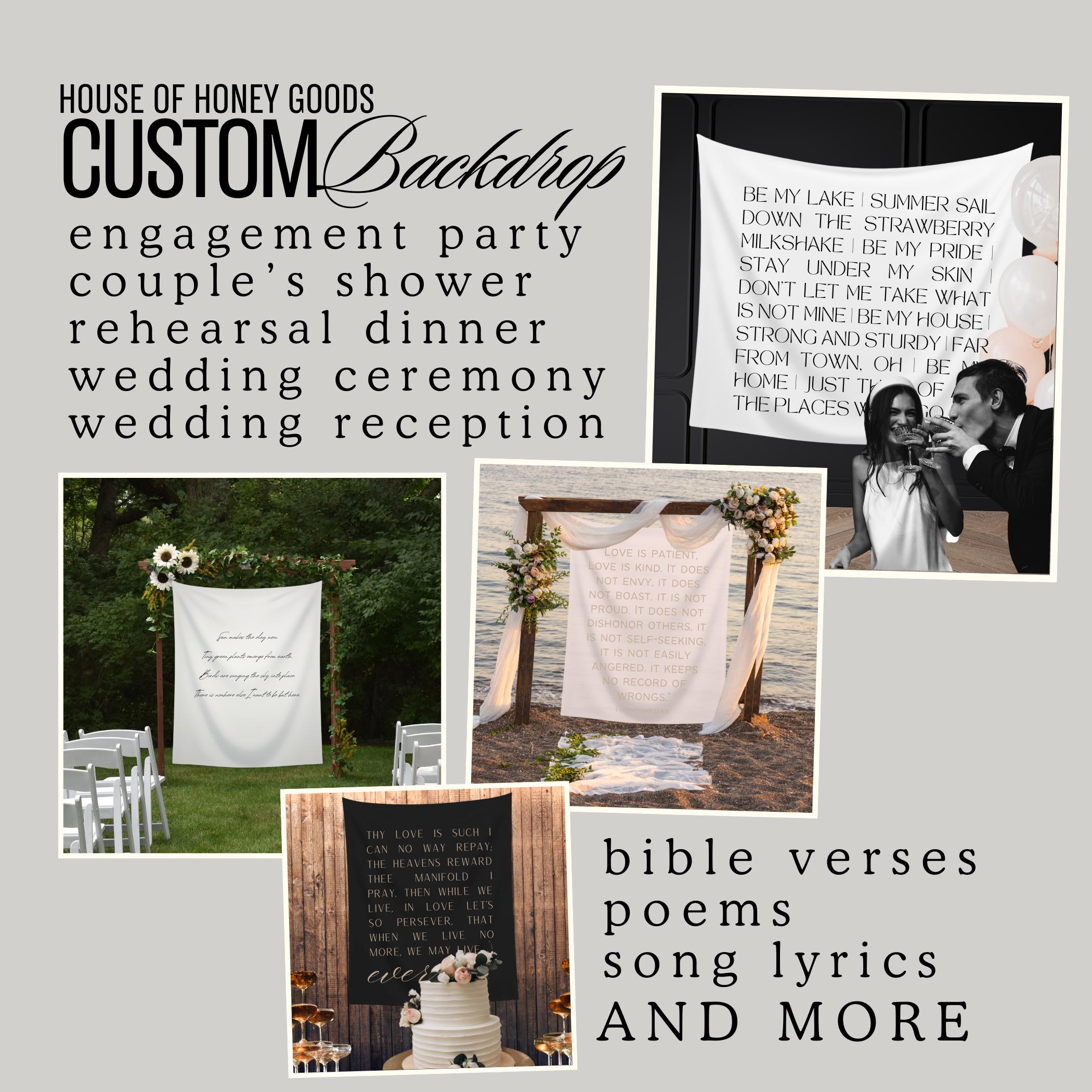 Custom Bible Verse Wedding Backdrop: Fabric Ceremony Banner - Etsy