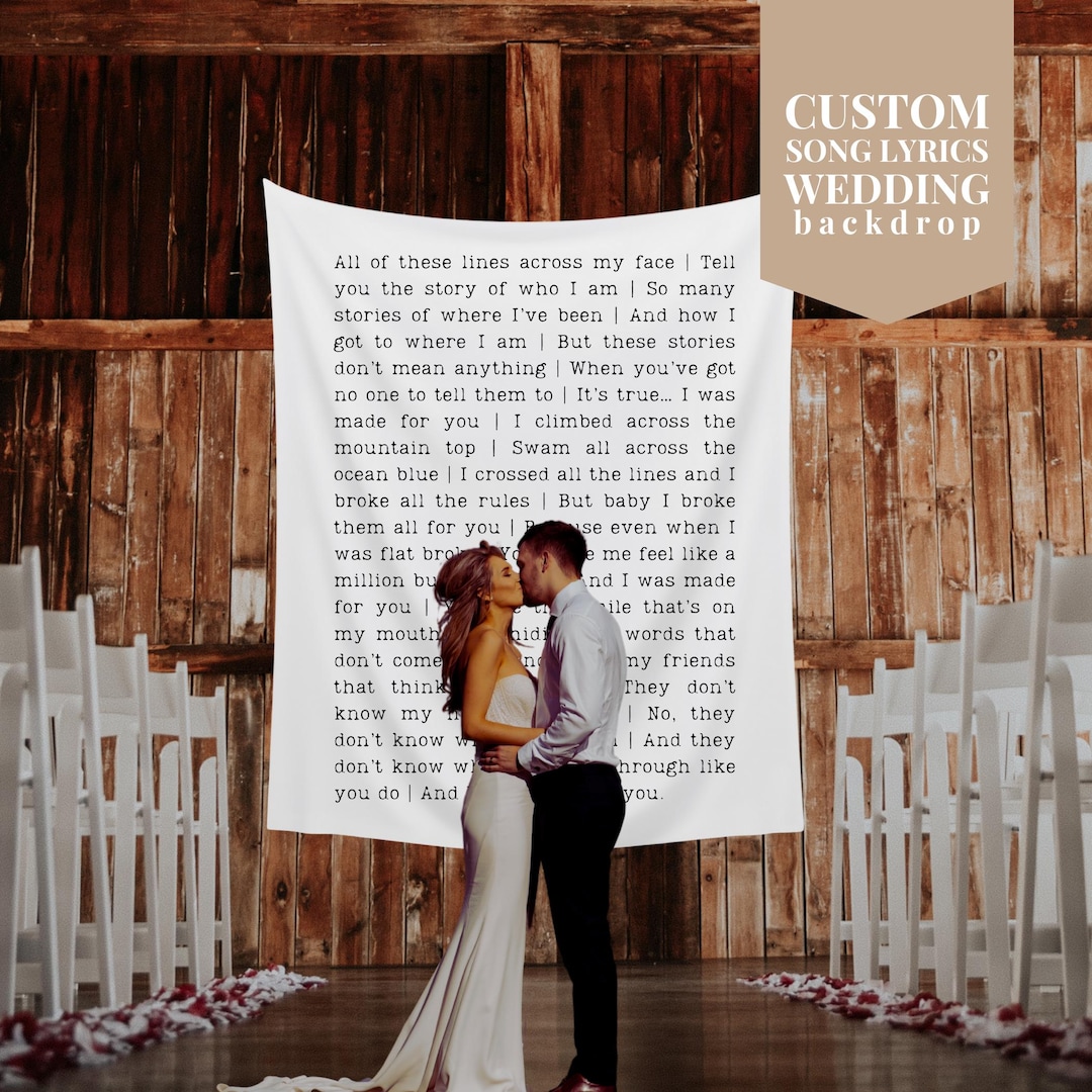 Custom Song Lyrics Wedding Backdrop: Personalized Fabric Banner - Etsy