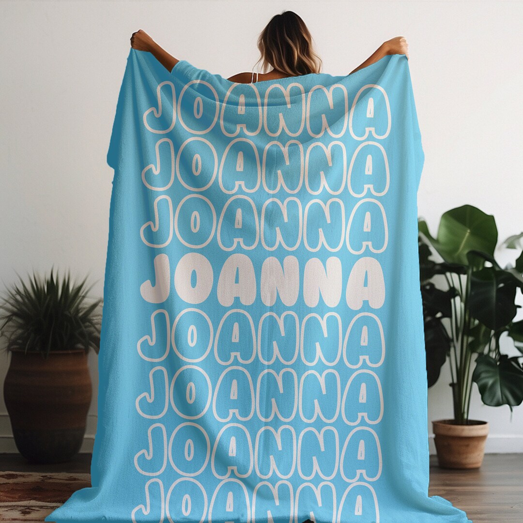 Preppy Bubble Letter Blanket, Custom Name Gift for Tweens, Personalized ...