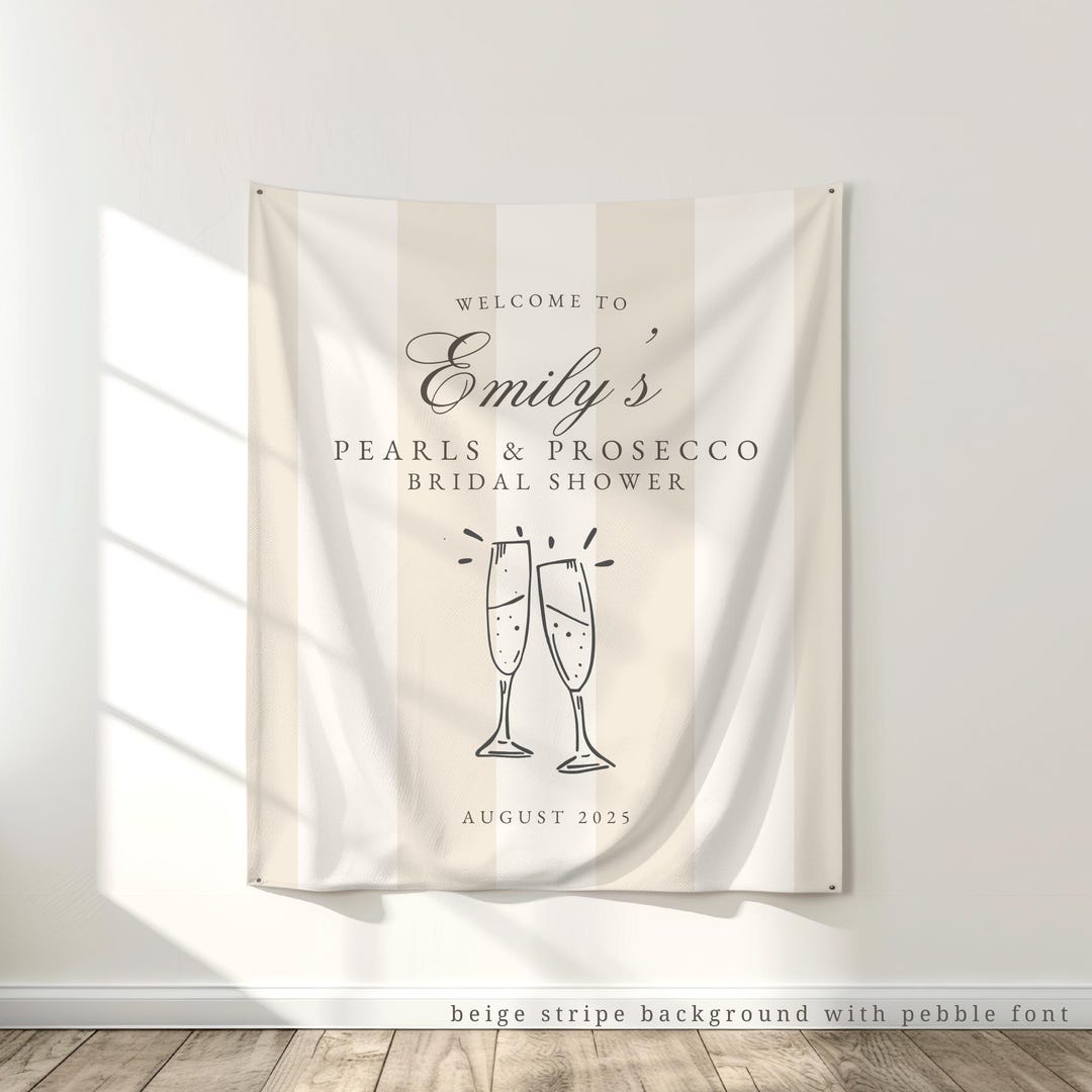 Custom Bridal Shower Tapestry Banner: Pearls & Prosecco Theme - Etsy