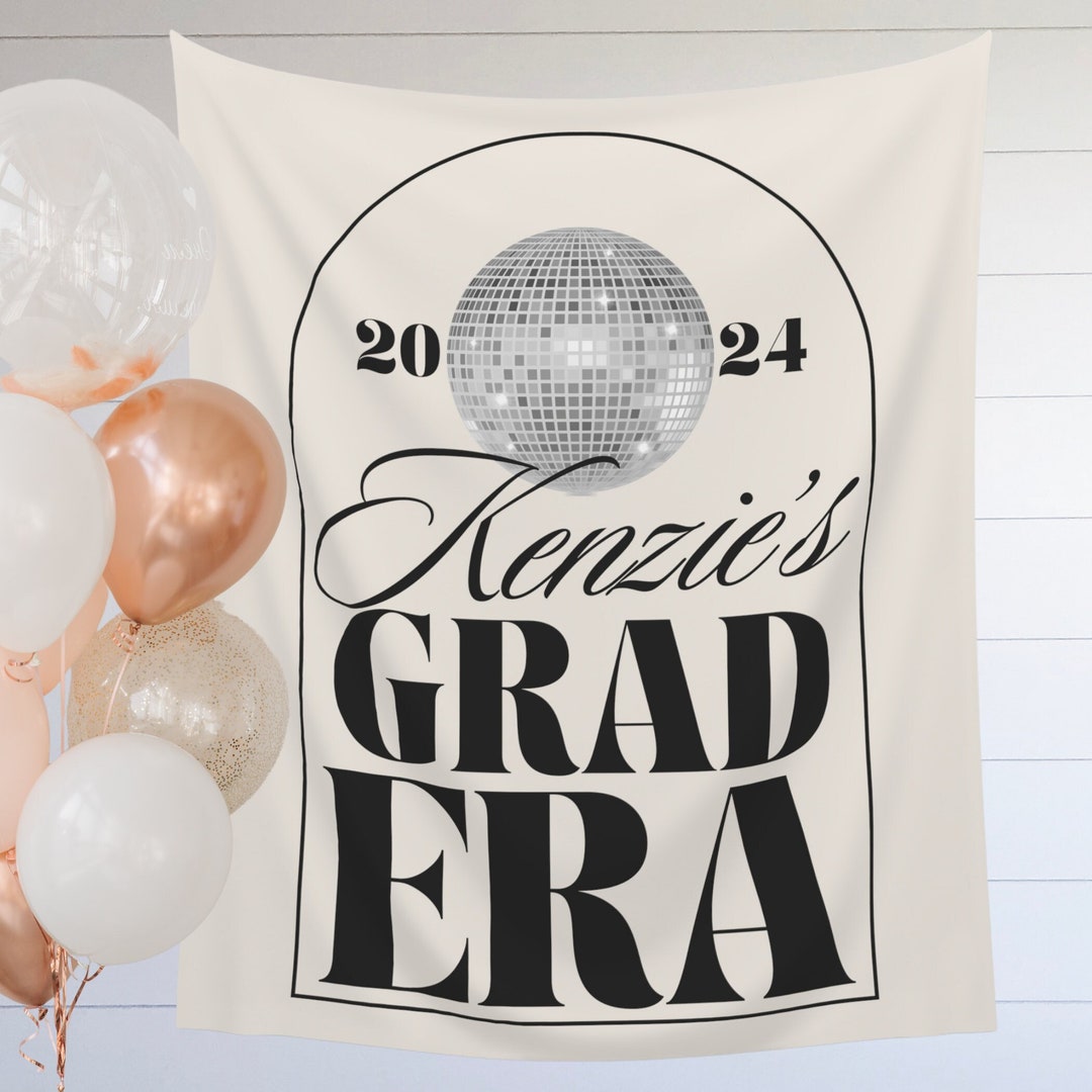 Swiftie Graduation Party Sign, Custom Name Mirrorball Grad Party Era ...