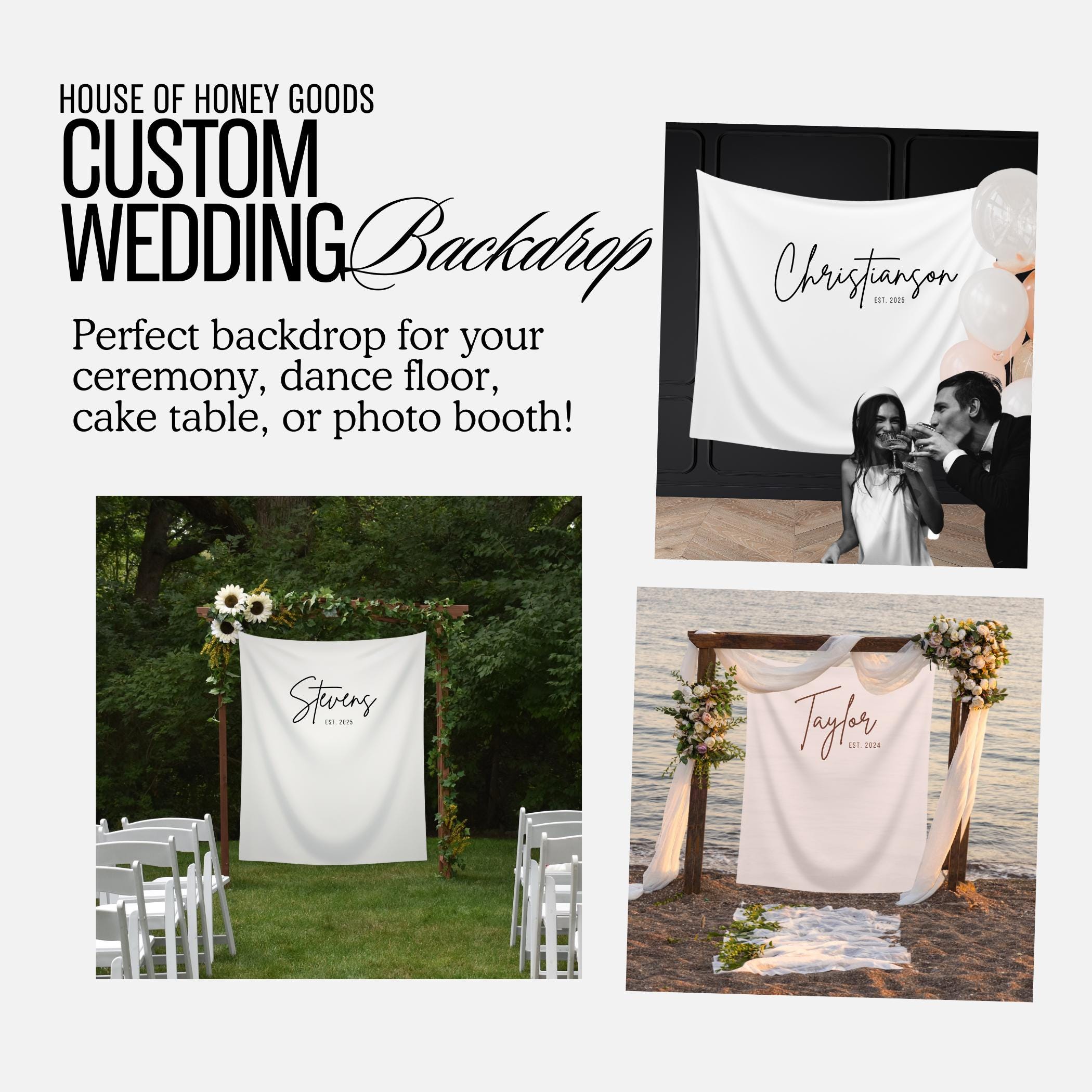 Wedding Backdrop, Minimalist Custom Ceremony Background Banner ...