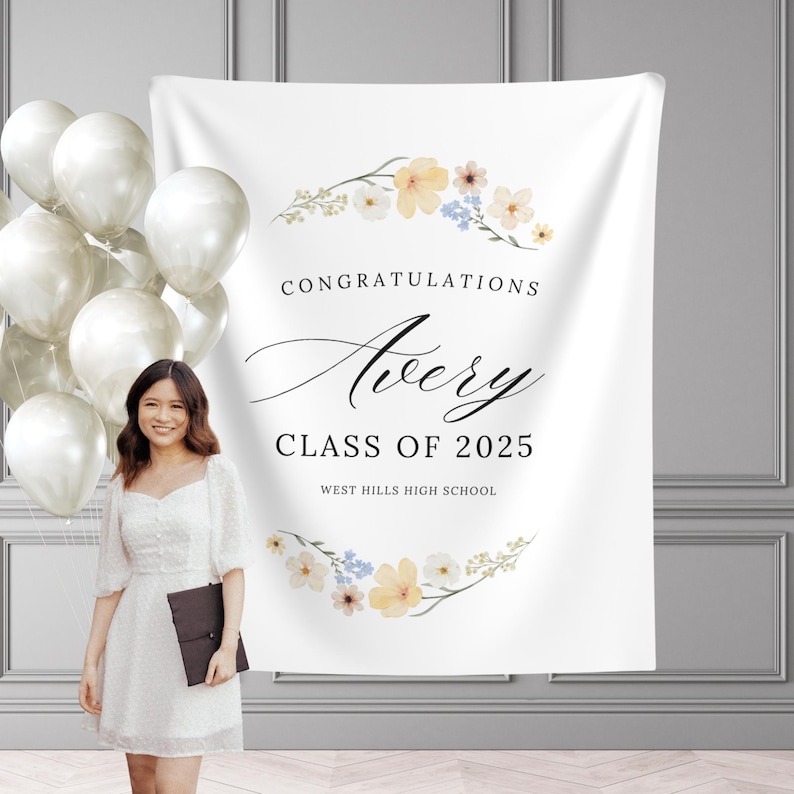 Personalized Floral Fabric Banner: Boho Party Backdrop - Etsy