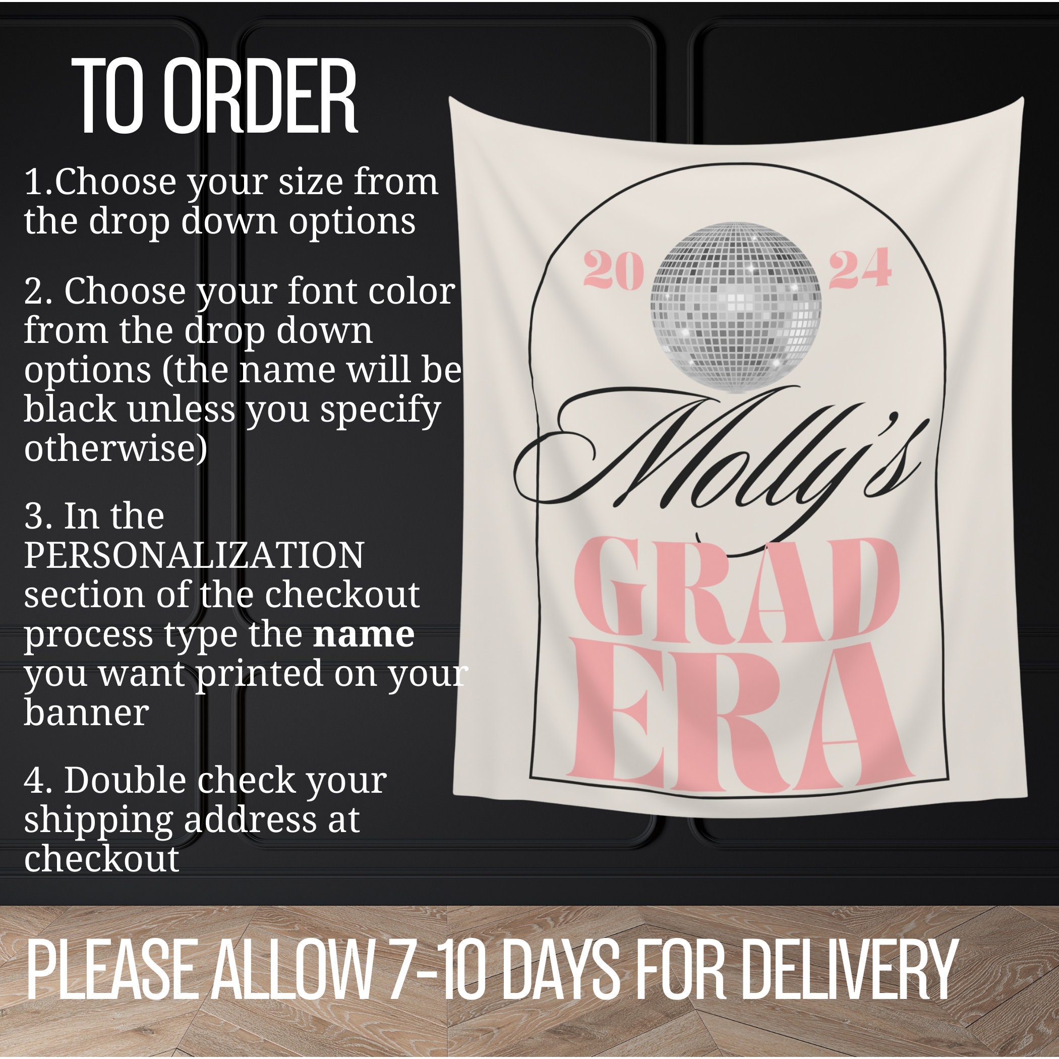 Swiftie Graduation Party Sign, Custom Name Mirrorball Grad Party Era ...