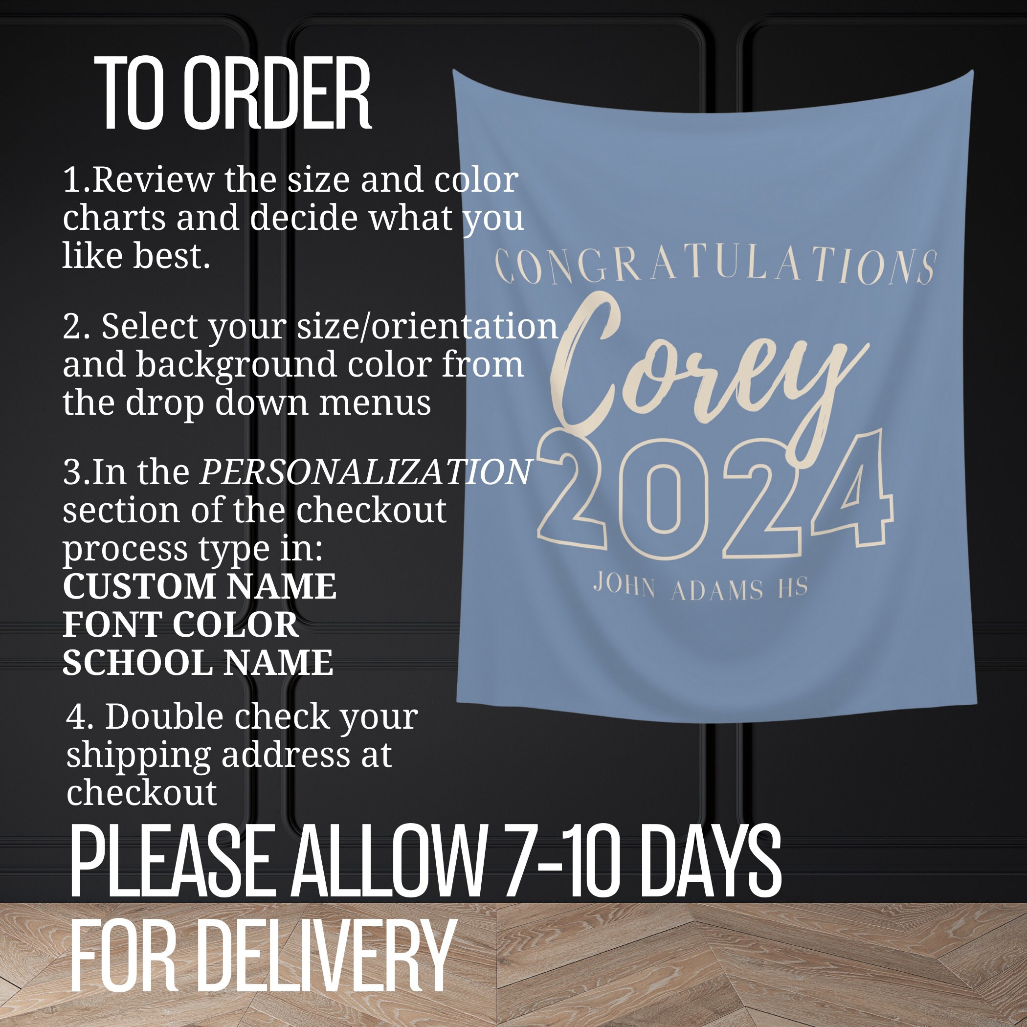 Custom Color Graduation Backdrop, Personalized Fabric High School Grad ...