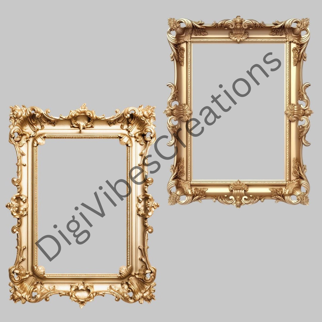Clipart Gold Frames PNG Antique Frame Graphics Gilded Borders Rococo ...