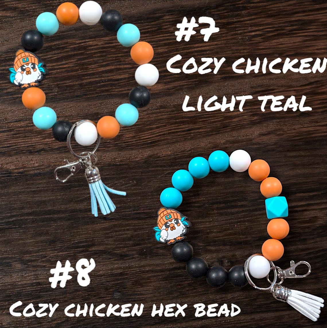 Rustic, Farm, Country, Western, Silicone Bead Wristlets Keychains, Cows ...