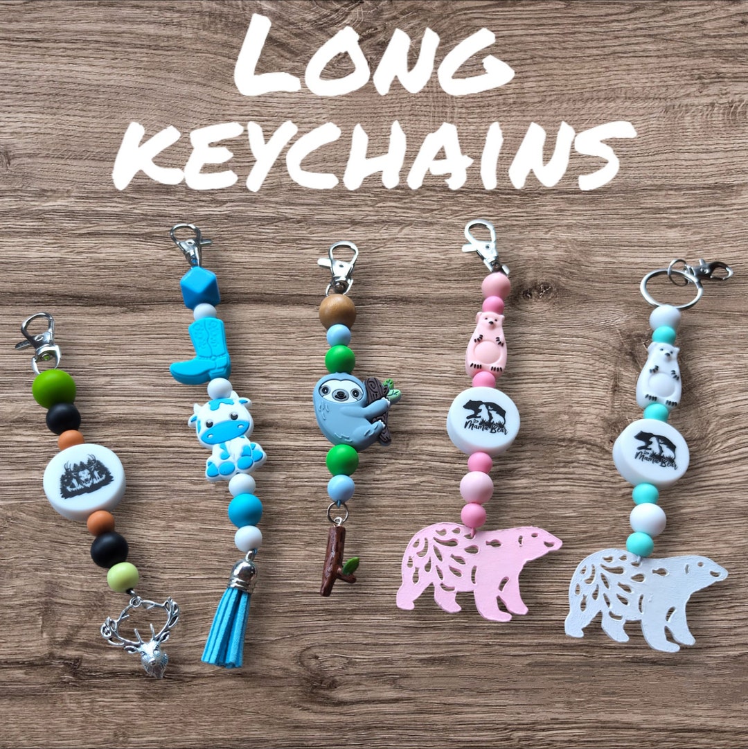 Bead Long Keychains With Clip, Silicone Beads, Gifts - Etsy