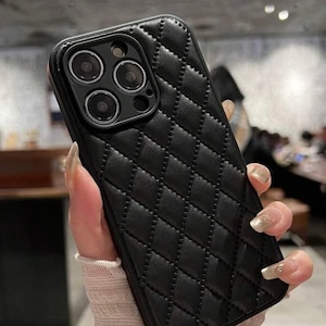 Quilted Detail Black Phone Case - Etsy