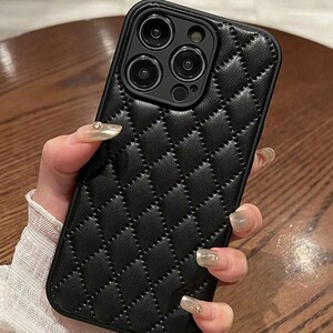 Quilted Detail Black Phone Case - Etsy