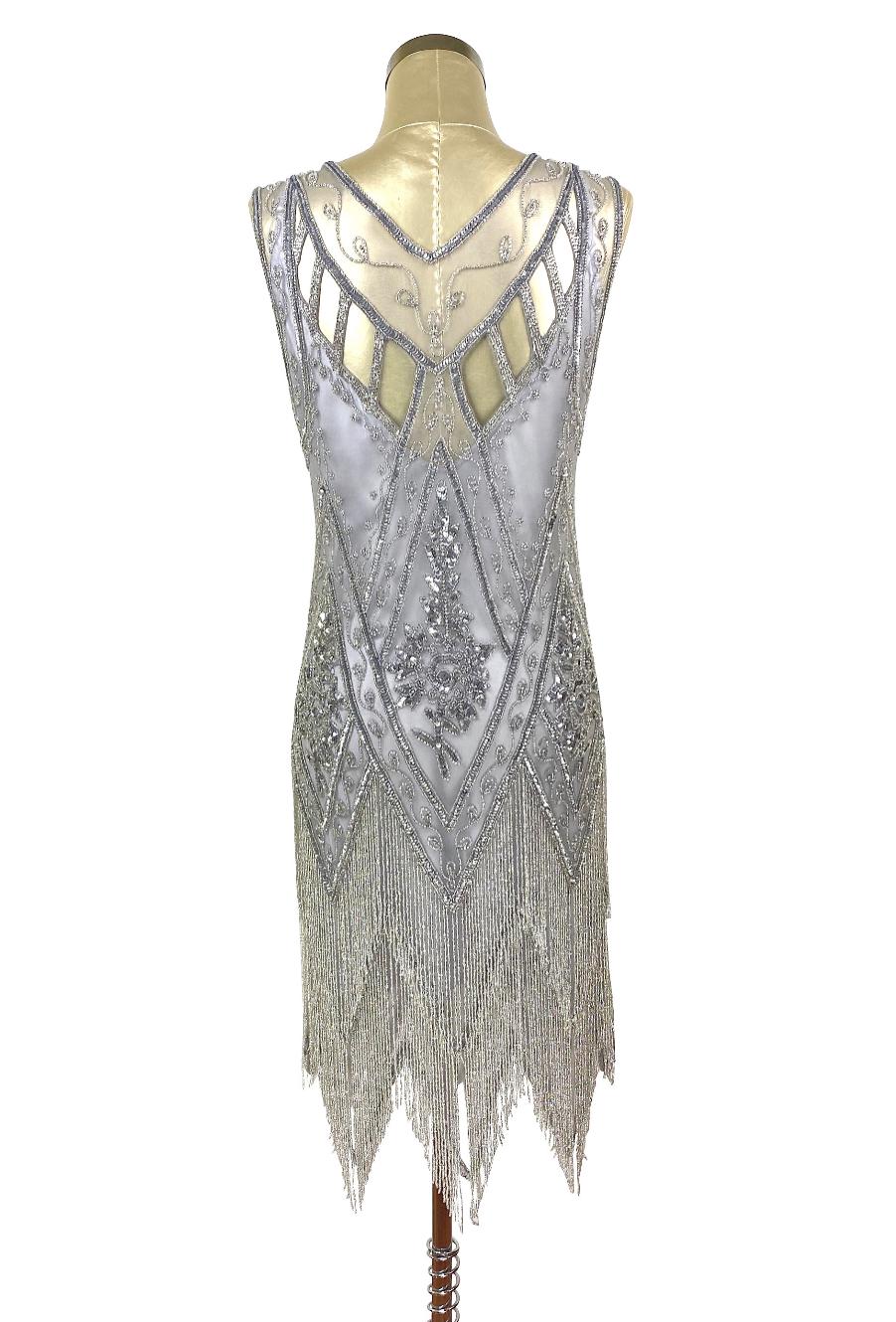 1920's Vintage Flapper Beaded Fringe Gatsby Gown - Cut Out Back - the ...