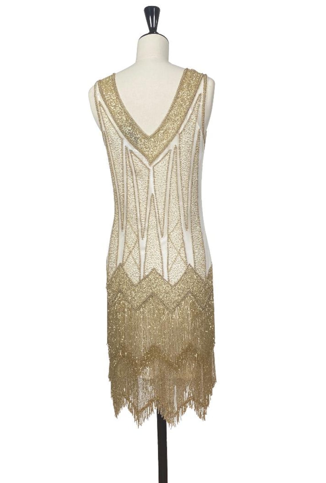 1920's Flapper Fringe Gatsby Party Dress - the Zenith - Creme Gold - Etsy