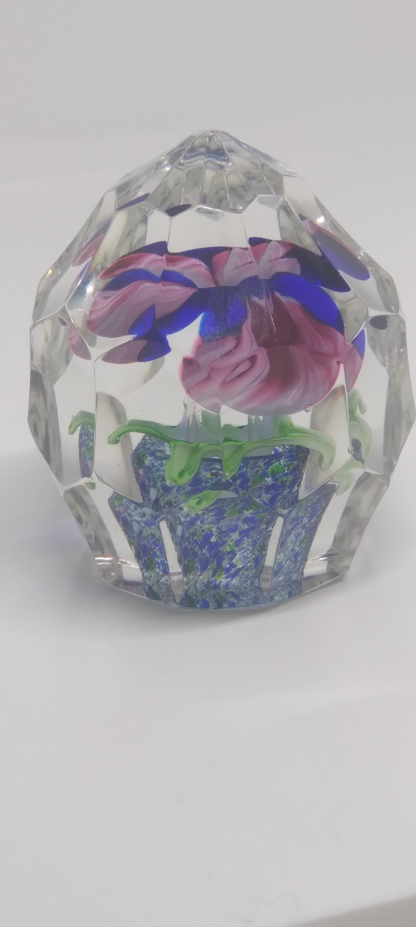 Vintage Retro Massive Heavy Glass Paperweight, Glass With 3D Flowers ...