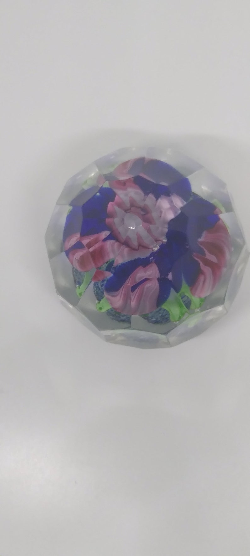 Vintage Retro Massive Heavy Glass Paperweight, Glass With 3D Flowers ...