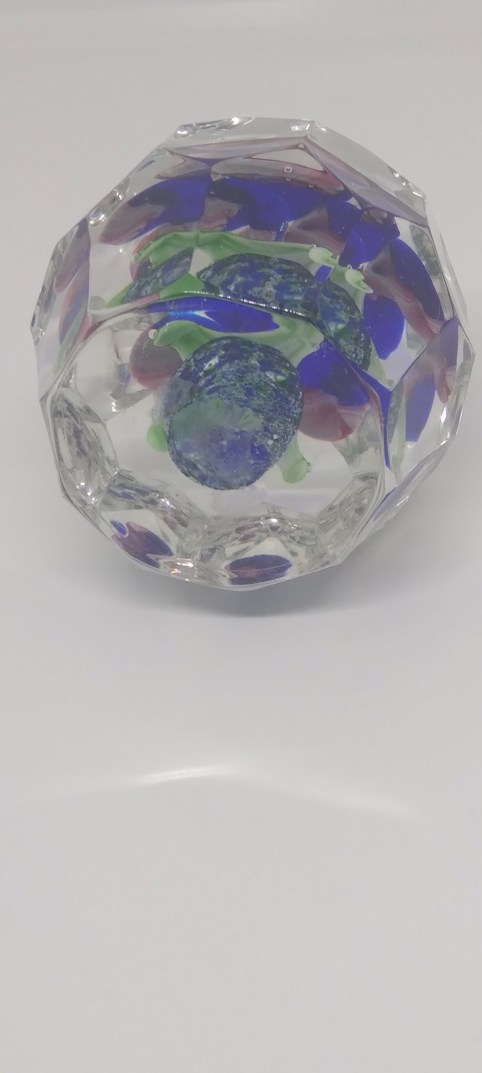Vintage Retro Massive Heavy Glass Paperweight, Glass With 3D Flowers ...