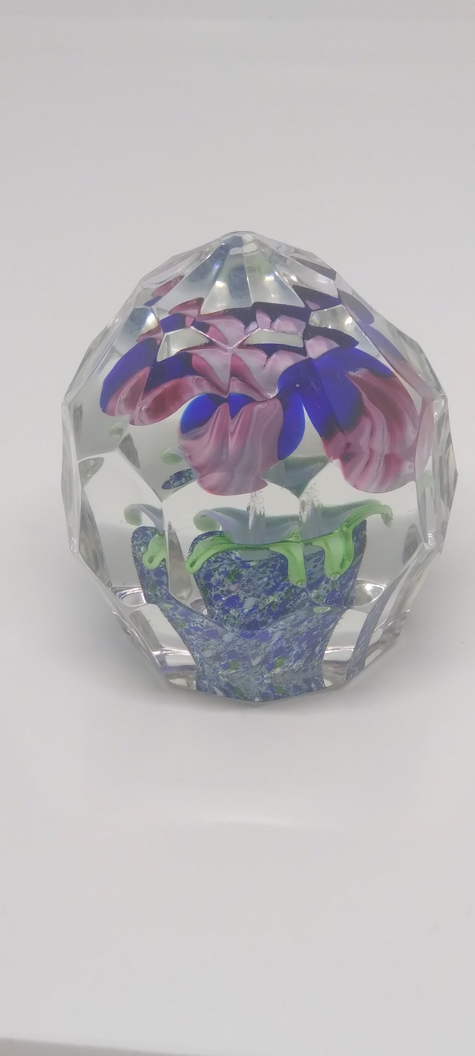 Vintage Retro Massive Heavy Glass Paperweight, Glass With 3D Flowers ...