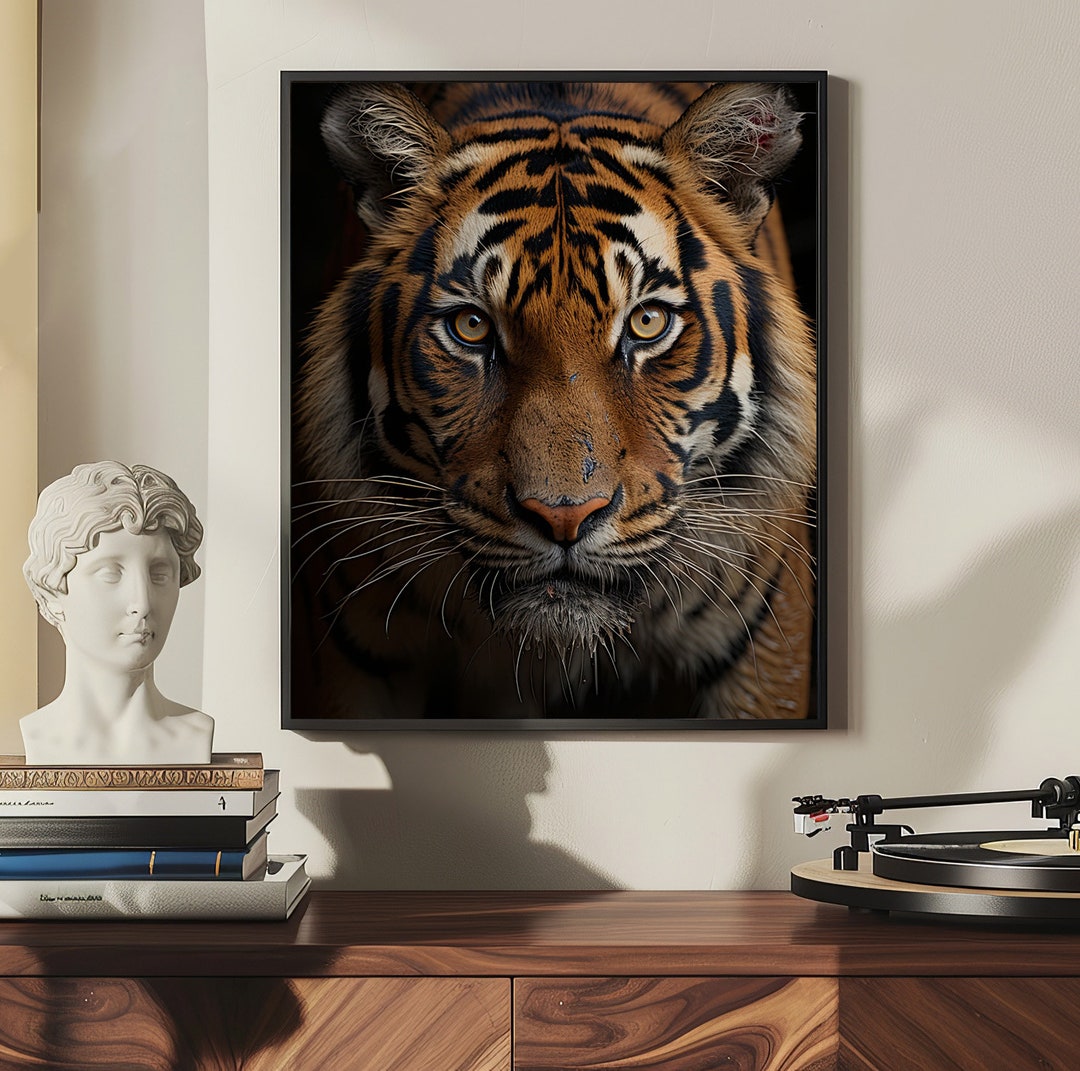 Stealthy Tiger Print, Large Photorealistic Wall Art, Tiger Digital Wall ...