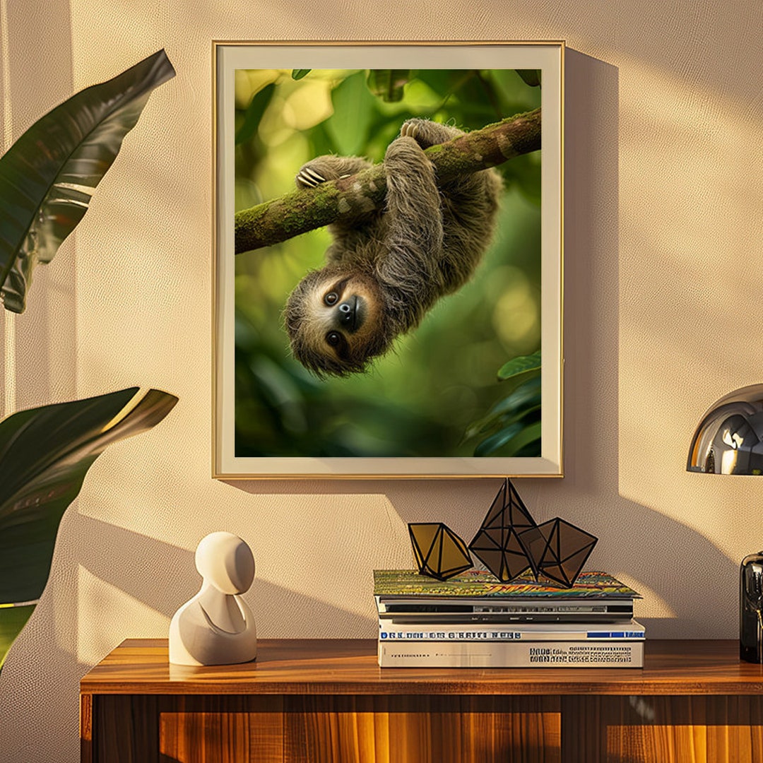 Baby Sloth Nursery Print, Large Photorealistic Wall Art, Baby Sloth ...
