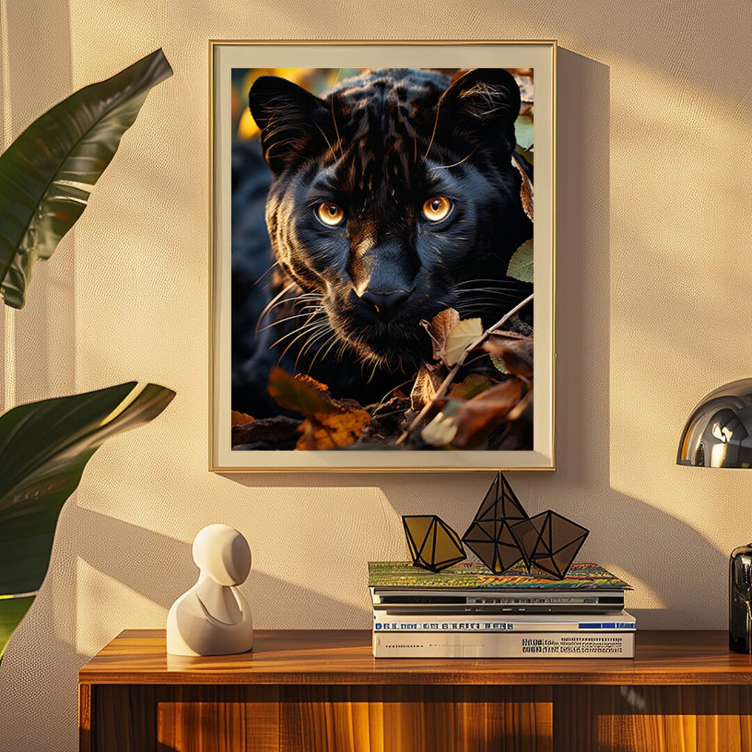 Black Panther Print, Large Photorealistic Wall Art, Black Panther ...