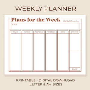 Aesthetic Weekly Planner Printable | Retro Design (digital Download) - Etsy