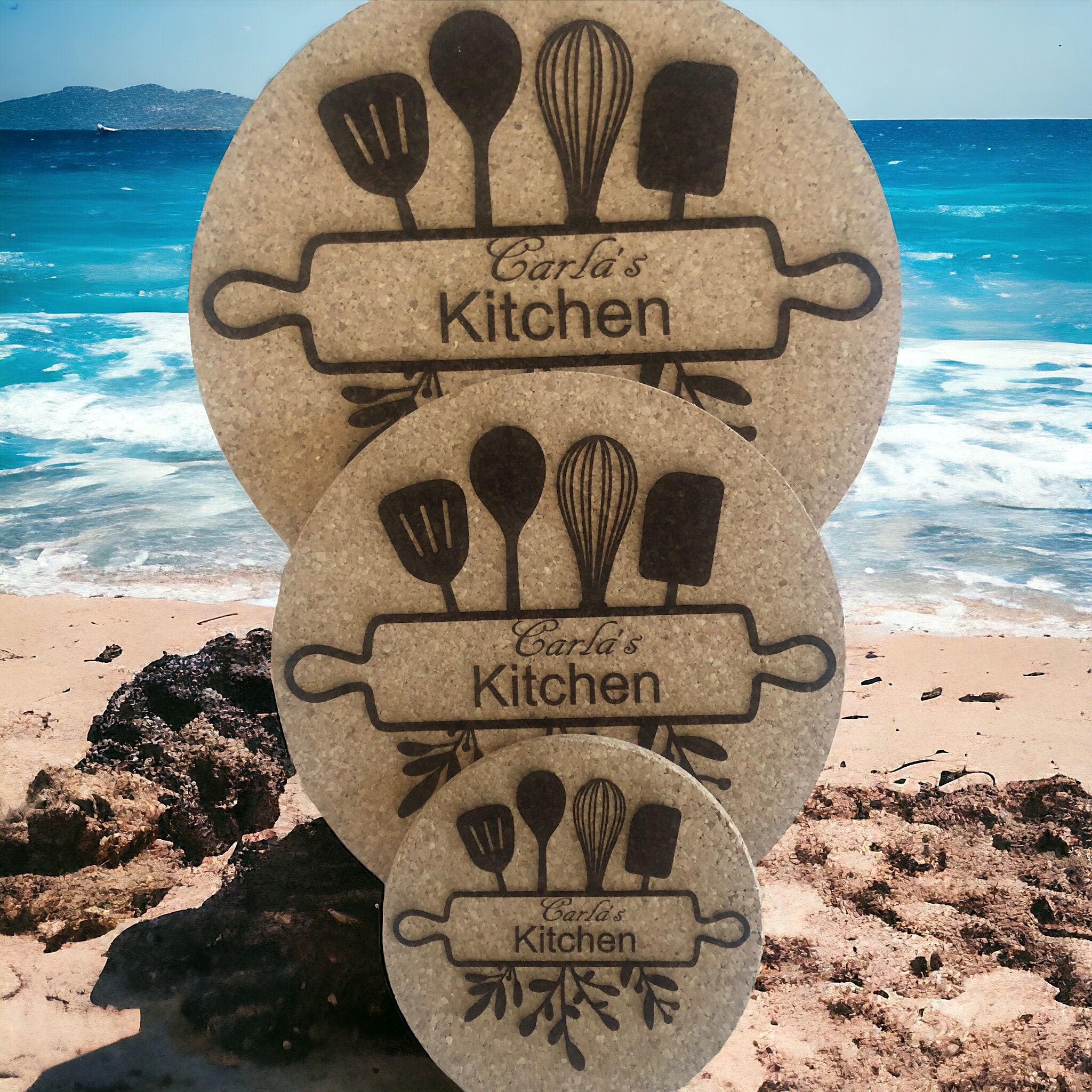 Personalized Hot Pad, Cork Heat Pad, Table Protector, Custom Pot Pad ...