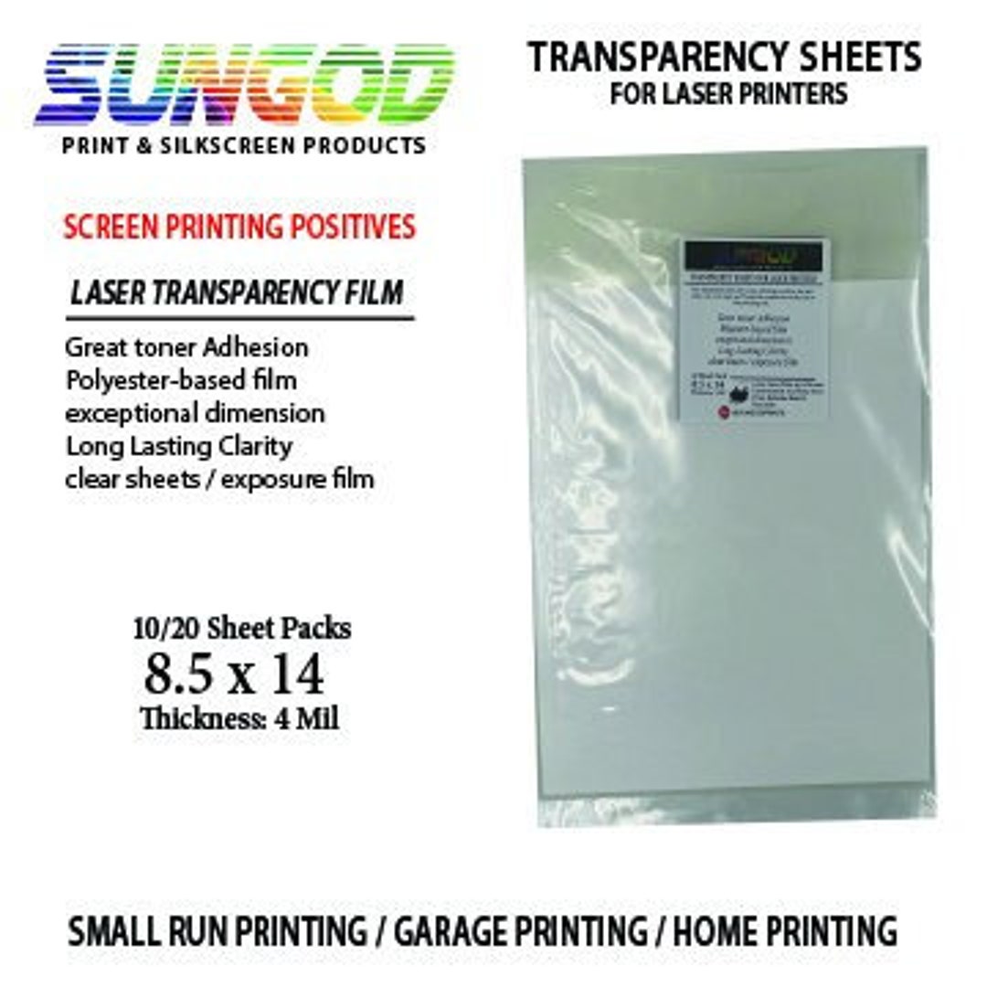Transparency Sheets for Laser Printers 8.5 X 14-10 Sheets / Positive ...