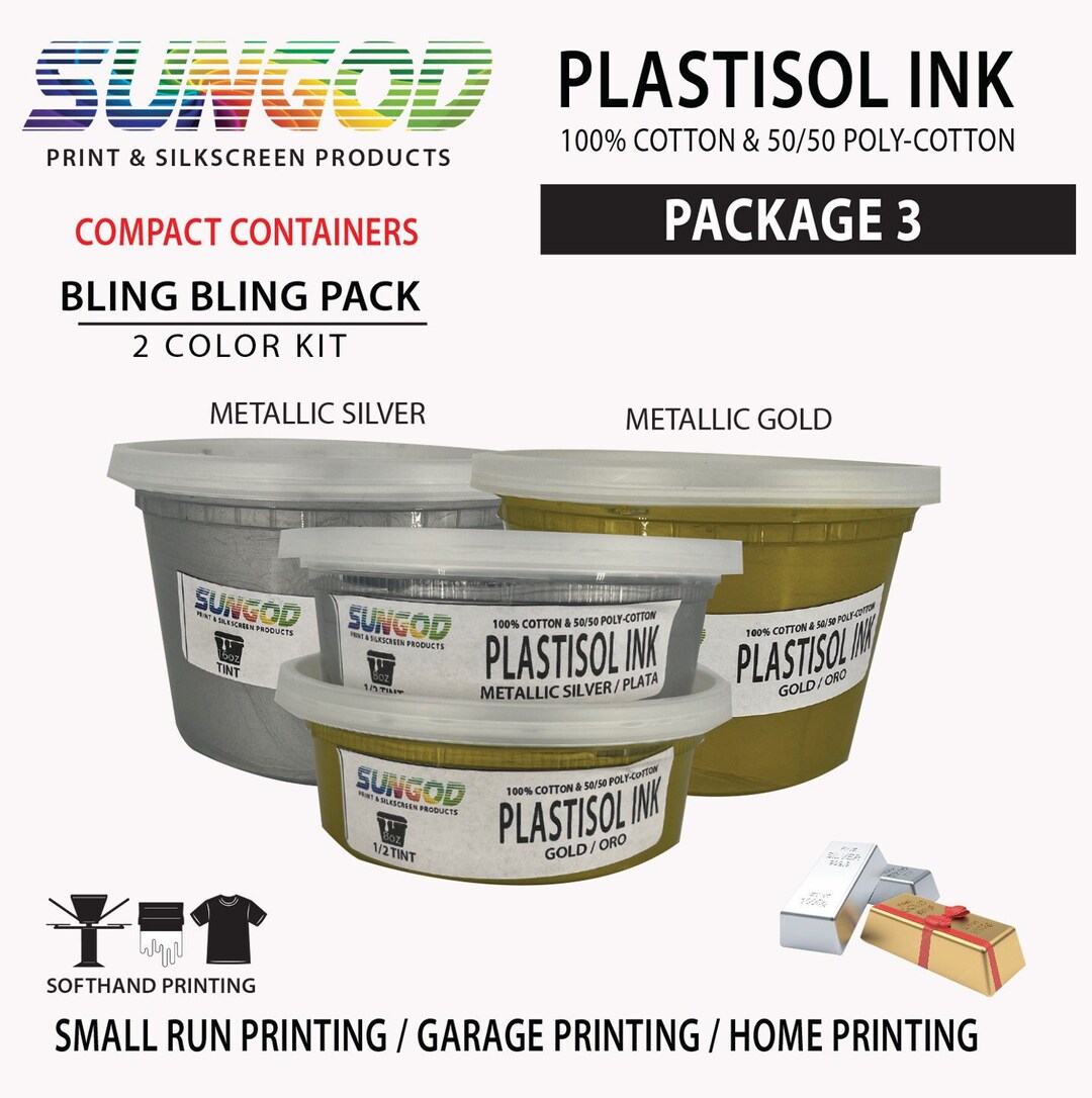 Bling Bling Kit Plastisol Ink 2 Color Package / Silver & Gold ...